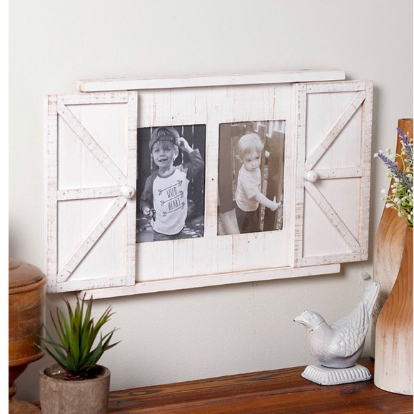 Wall Decor | Nib Rustic Barn Door Double 5 X 7 Photo Frames Antique ...
